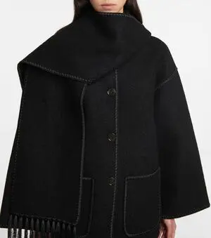 TOTEME Embroidered Wool-blend Scarf Jacket - Black