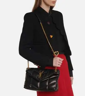 Saint Laurent Puffer Small Leather Shoulder Bag - Black