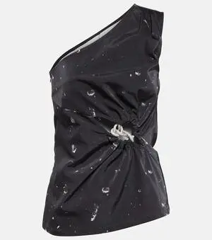 JACQUES WEI Printed Cutout One-shoulder Top