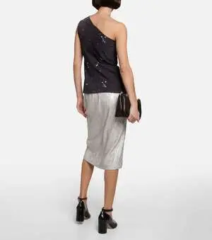 JACQUES WEI Printed Cutout One-shoulder Top