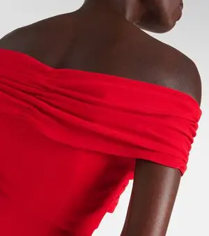 SELF-PORTRAIT Off-shoulder Crepe Midi Dress