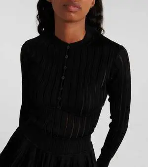 Alaïa Ribbed-knit Cropped Cardigan