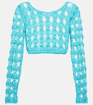 Anna Kosturova Bella Crochet Crop Top - Green
