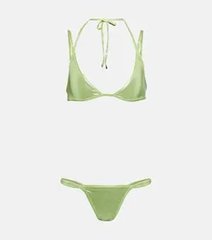 Attico Halterneck Bikini Top - Green