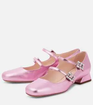 ROGER VIVIER Mini Tres Vivier Leather Mary Jane Pumps