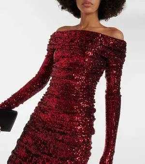 Dolce & Gabbana Sequined Off-shoulder Gown
