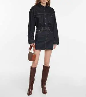 Paris Texas Croc-effect Leather Knee-high Boots