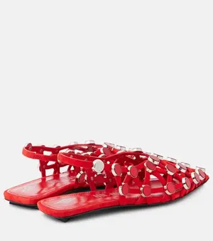 Attico Grid Studded Suede Slingback Flats