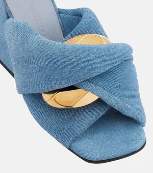 JW Anderson Chain And Twist Denim Mules - Blue