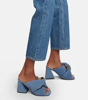 JW Anderson Chain And Twist Denim Mules - Blue