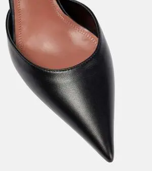 Amina Muaddi Angelica Leather Platform Pumps