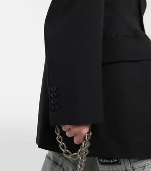 Balenciaga Hourglass Double-breasted Wool Blazer - Black