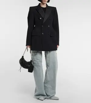 Balenciaga Hourglass Double-breasted Wool Blazer - Black