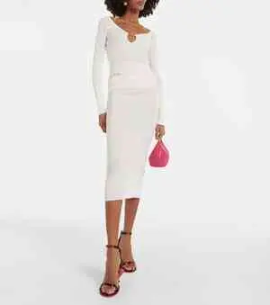 Jacquemus Pralu Scalloped Midi Skirt - White