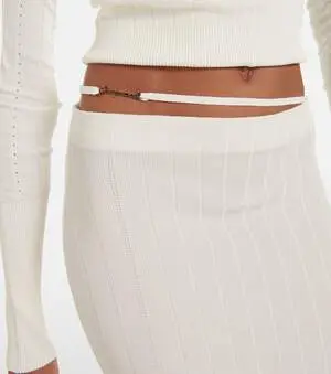 Jacquemus Pralu Scalloped Midi Skirt - White