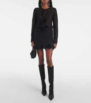 Blumarine Feather-trimmed Knitted Miniskirt
