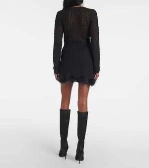 Blumarine Feather-trimmed Knitted Miniskirt