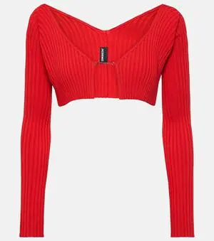 Jacquemus La Maille Pralu Cropped Cardigan - Red