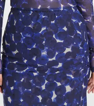Dries Van Noten Printed Gathered Jersey Midi Skirt
