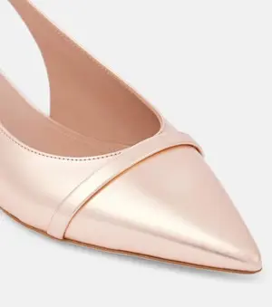 MALONE SOULIERS Jama Metallic Leather Slingback Ballet Flats