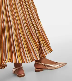 MALONE SOULIERS Jama Metallic Leather Slingback Ballet Flats