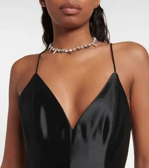 Alex Perry Pleated Silk Faille Midi Dress