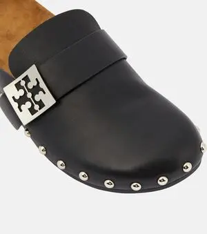 Tory Burch Mellow Studded Leather Slippers - Black