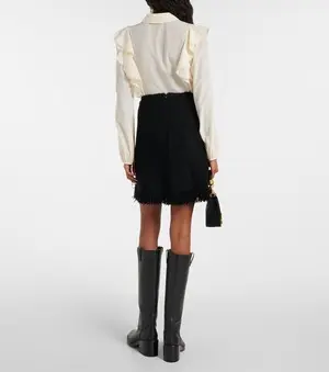Chloé High-rise Fringed Wool-blend Miniskirt - Black