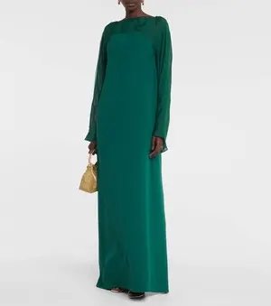 Safiyaa Silk-trimmed Kaftan