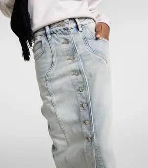 MARANT ETOILE Vandy Denim Midi Skirt - Blue