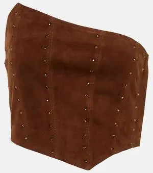 Alessandra Rich Asymmetrical Strapless Top - Brown