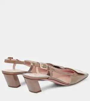 ROGER VIVIER Belle Vivier Leather Slingback Pumps - Beige
