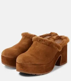 GIANVITO ROSSI Suede Platform Clogs