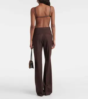 Christopher Esber Framed Leather-trimmed Crop Top