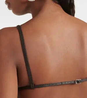 Christopher Esber Framed Leather-trimmed Crop Top
