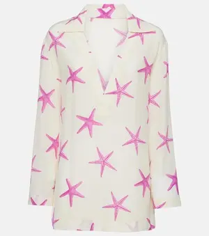 Valentino Garavani Printed Silk Shirt - White
