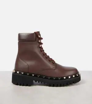 Valentino Garavani Rockstud Leather Combat Boots