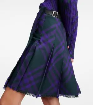 Burberry Checked Wool Wrap Skirt