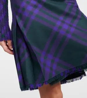 Burberry Checked Wool Wrap Skirt