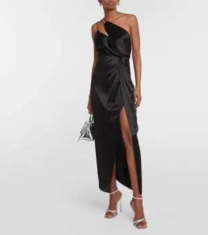 THE SEI One-shoulder Silk Midi Dress