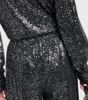 Dolce & Gabbana Sequined Wide-leg Pants - Grey