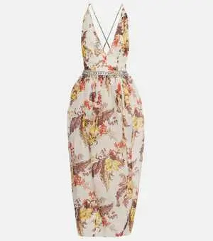 Zimmermann Matchmaker Embellished Floral Midi Dress