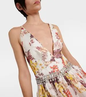 Zimmermann Matchmaker Embellished Floral Midi Dress