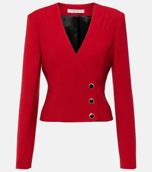 Alessandra Rich Pleated Wool Blazer