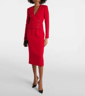 Alessandra Rich Pleated Wool Blazer