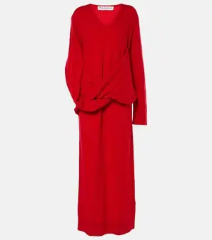 JW Anderson Draped Asymmetric Wool-blend Dress