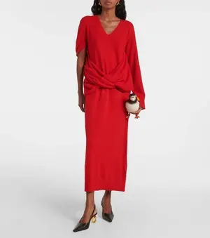 JW Anderson Draped Asymmetric Wool-blend Dress