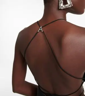 AREA Crystal-embellished Halterneck Top