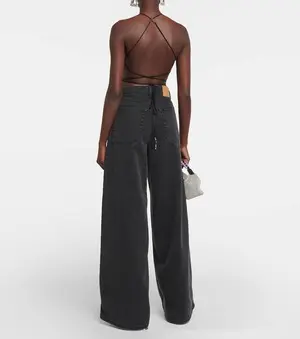 AREA Crystal-embellished Halterneck Top