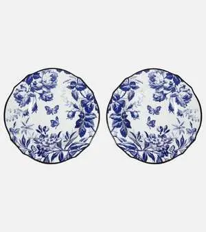Gucci Herbarium Set Of 2 Porcelain Soup Bowls - Blue